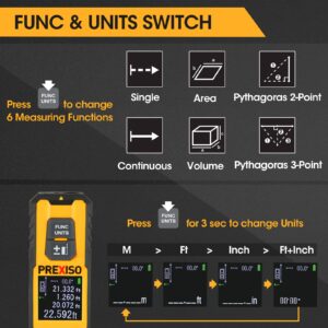 PREXISO Dual Laser Measure- 230Ft Rechargeable Laser Measurement Tool Ft/Ft+in/in/M Multiple Units, Laser Distance Meter Multifunctional Device for Fast, Accuracy