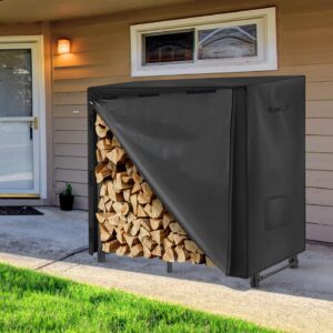 YuAnWe 4 FT Firewood Rack Outdoor with Cover, Heavy Duty Firewood Holder with High Load Capacity, Weather-Resistance, Log Racks Outdoor for Firewood Storage Inside