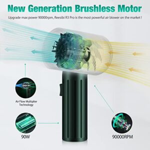 BRUSHLESS Motor - Compressed air Duster - 3 Gear Adjustable Keyboard Cleaner for Office Good Replacement Canned Air, Electric 90000RPM Cordless air Duster Rechargeable 7500mAh