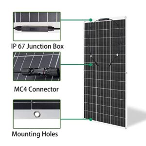 Hoysicy Flexible Solar Panel 100W 24V/12V Monocrystalline Bendable -Semi-Flexible Solar Panels Charger Off-Grid for RV Boat Cabin Van Car Uneven Surfaces