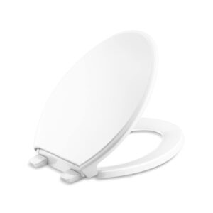 KOHLER 4733-RL-0 Glenbury ReadyLatch Quiet Close Elongated Toilet Seat, Soft Close Toilet Seat, Toilet Seats for Elongated Toilets, White