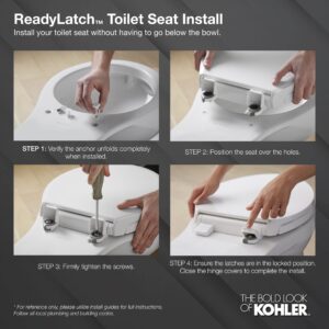 KOHLER 4733-RL-0 Glenbury ReadyLatch Quiet Close Elongated Toilet Seat, Soft Close Toilet Seat, Toilet Seats for Elongated Toilets, White