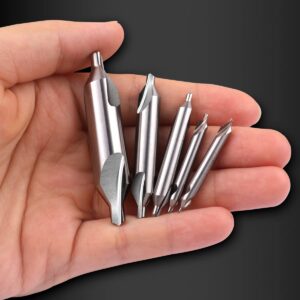 LWCUSNJ 5pcs Center Drill Bits Set, M2 High Speed Steel 60-Degree Angle Countersink Drill Bit for Lathe Metalworking,Size 1 1.5 2.5 3.15 5mm