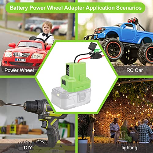 ZLWAWAOL Power Wheel Adapter with Fuse & Switch,Battery Adapter for Ryobi 18V Battery, with 14 Gauge Wire,Power Convertor for DIY Ride On Truck,RC Toys,Robotics and Work Lights