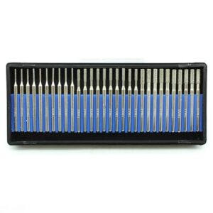 tmax 30 pcs set 10x1mm 10x2mm 10x3mm medium grit 150 diamond drill bit cylindrical burr kit jewelry beach sea glass shells gemstones lapidary 1/8" shank for dremel and other rotary tools