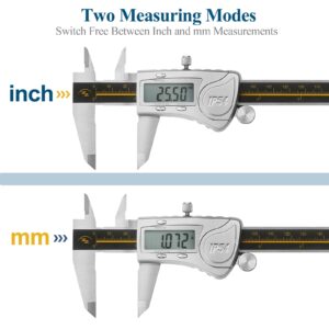 LZHZJOY Digital Caliper 6 Inch Stainless Steel High Accuracy Caliper Measuring Tool, IP54 Waterproof Protection, Large LCD Screen Electronic Vernier Caliper