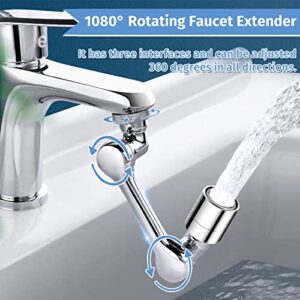 Faucet Extender for Bathroom Sink, 1080 Degree Rotatable Faucet Aerator, Swivel Faucet Attachment, Universal Rotating Faucet Extender, with 2 Water Outlet Modes