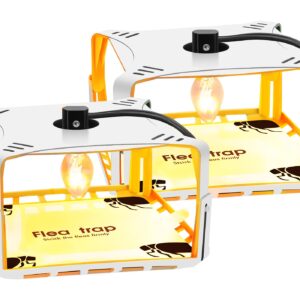 Electric Flea Traps for Inside Your Home (2 Packs), Retractable Flea Light Trap w/Sticky Flea Trap Refill & Replacement Bulbs, Ultimate Flea Fighting Solution.