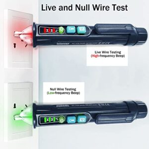 2PCS LETONNEY Voltage Tester, Non Contact Voltage Detector, Circuit Tester Dual Range Voltage Sniffer AC 12V-1000V/48V-1000V, Live/Null Wire Tester with Alarm and Flashlight (Blue)