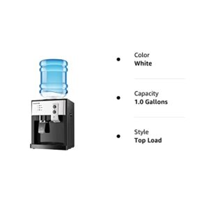 SHIOUCY Top Loading Water Cooler Dispenser - Desktop Electric Hot and Cold Dispenser,3 Temperature Settings Boiling Water, Normal Water,Ice (46-59 Degree F ) for 1 to 5 Gallon Bottles, White