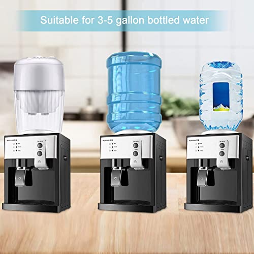 SHIOUCY Top Loading Water Cooler Dispenser - Desktop Electric Hot and Cold Dispenser,3 Temperature Settings Boiling Water, Normal Water,Ice (46-59 Degree F ) for 1 to 5 Gallon Bottles, White