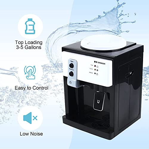 SHIOUCY Top Loading Water Cooler Dispenser - Desktop Electric Hot and Cold Dispenser,3 Temperature Settings Boiling Water, Normal Water,Ice (46-59 Degree F ) for 1 to 5 Gallon Bottles, White