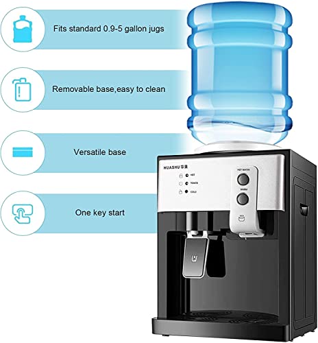 SHIOUCY Top Loading Water Cooler Dispenser - Desktop Electric Hot and Cold Dispenser,3 Temperature Settings Boiling Water, Normal Water,Ice (46-59 Degree F ) for 1 to 5 Gallon Bottles, White