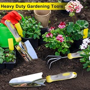 Garden Tools Set, Carsolt 3 Piece Stainless Steel Heavy Duty Gardening Tools Includes Trowel, Transplant and Hand Rake with Non-Slip Ergonomic Handle, Gardening Kit with Gift Box Ideal Garden Gifts