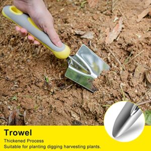 Garden Tools Set, Carsolt 3 Piece Stainless Steel Heavy Duty Gardening Tools Includes Trowel, Transplant and Hand Rake with Non-Slip Ergonomic Handle, Gardening Kit with Gift Box Ideal Garden Gifts