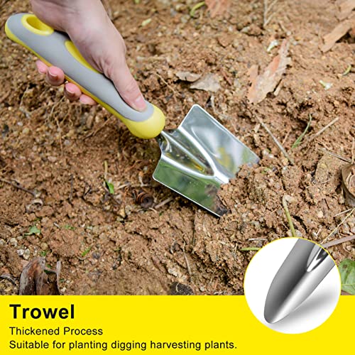 Garden Tools Set, Carsolt 3 Piece Stainless Steel Heavy Duty Gardening Tools Includes Trowel, Transplant and Hand Rake with Non-Slip Ergonomic Handle, Gardening Kit with Gift Box Ideal Garden Gifts