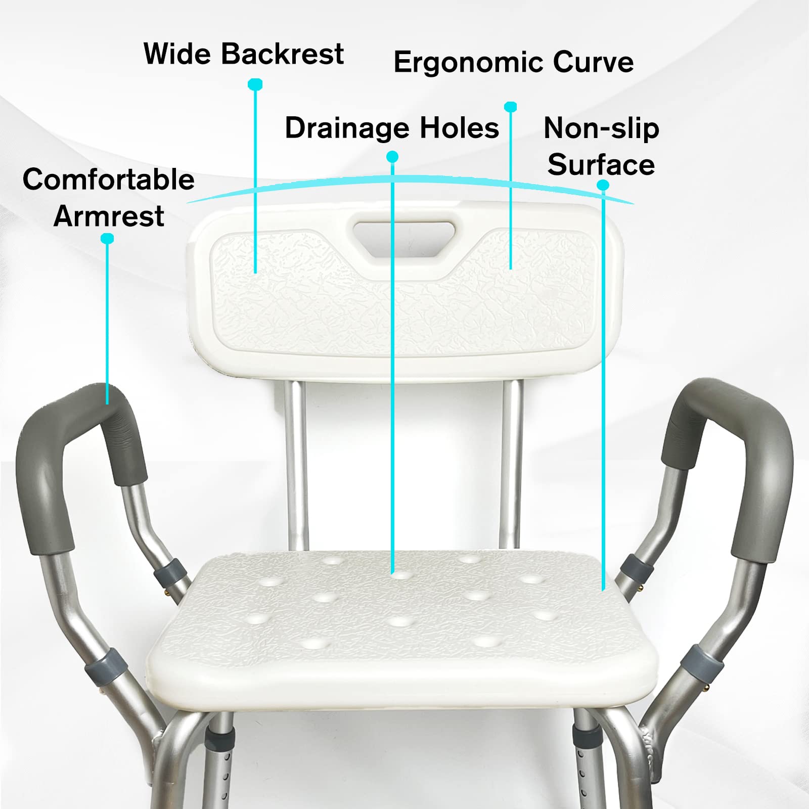 MAYCARE Heavy Duty Shower Chair Bath Seat for Inside Shower,with Padded Armrests and Back,Medical Tool Free Anti-Slip Shower Bench Bathtub Stool for Elderly, Senior, Handicap & Disabled (3102A)