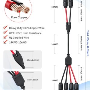 ELECTOP Solar Panel Connector Extension Cable 3.5Ft, 2-in-1 Solar Y Branch Connectors Parallel Adapter Cable, Solar Panel Wire Splitter Male/Female Plug Tool Kit for Solar Panels Solar Generator RV