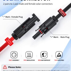 ELECTOP Solar Panel Connector Extension Cable 3.5Ft, 2-in-1 Solar Y Branch Connectors Parallel Adapter Cable, Solar Panel Wire Splitter Male/Female Plug Tool Kit for Solar Panels Solar Generator RV