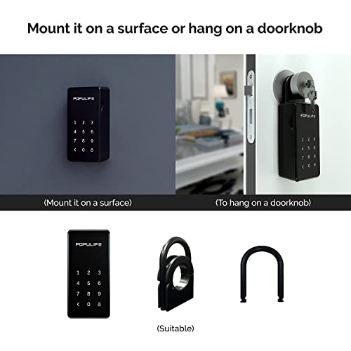 Key Lock Box Keybox Smart Lock Box for House Key Outdoor Wall Mounted Door Hanging, App Remotely Generates Bluetooth-Keys/Pin Codes Without Internet, Security Lock Box for Realtors Garage Spare Keys