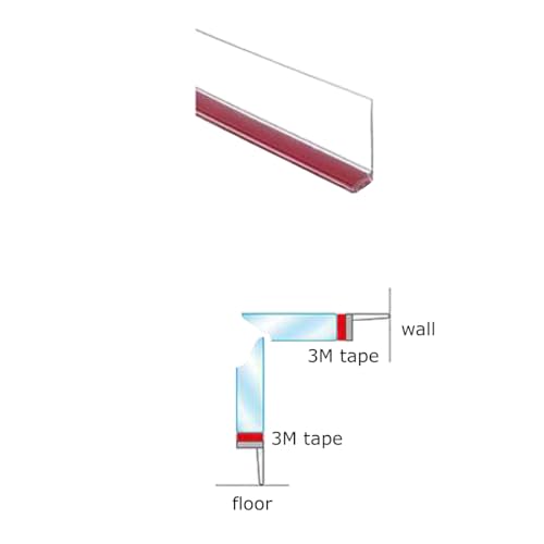 Gordon Glass® Clear Vinyl L-Shape Seal with Pre-Applied Self-Adhesive Backing for Frameless Shower Doors - 73" Long