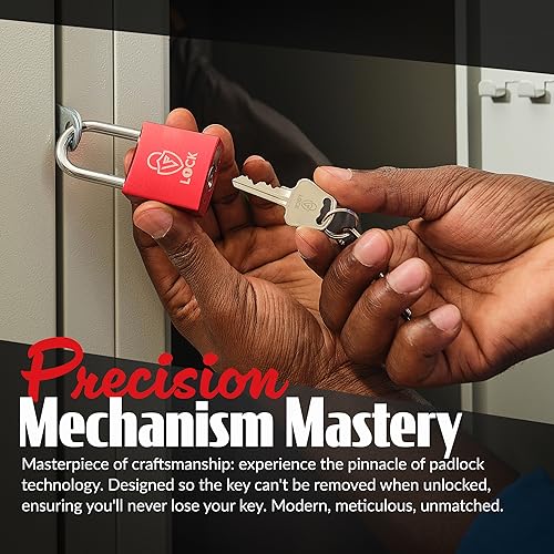 LP LOCK® Dual Pop-Up Padlocks. 2 Anodized Aluminum Locks w/ 4 Identical Keys. Durable, Lightweight, Rust Resistant. for Locker, Fence, Shed, Storage Unit, Toolbox & More - 3.25x1.54x0.55 Inches - Red