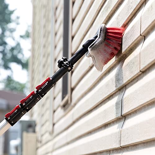 Miloo Hard Bristle Deck Brush and Bi-Level Scrub Brush Extension Pole Attachment (11 Inches) Long Hand Scrub Brush for Deck, House Vinyl Siding, Brick, Concrete, Wood Panels (Pole Not Included)