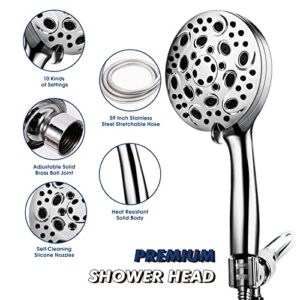 Lemnislife Handheld Shower Head with Filter, High Pressure 8 Spray Settings + 2 Power Jet Modes Detachable Shower Heads with 59" Stainless Steel Hose, Filtered Shower Head for Hard Water Soften