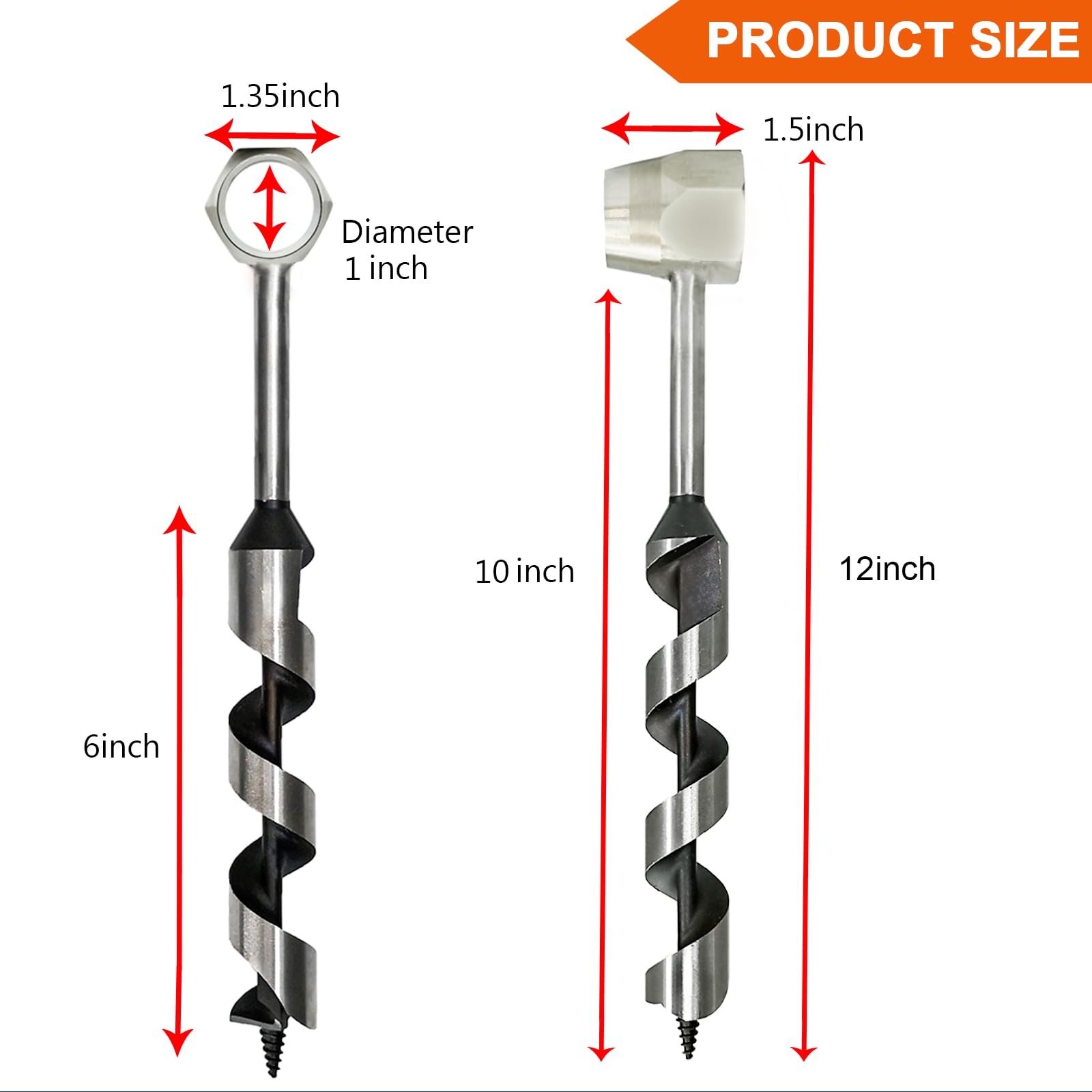 1 X 10 Upgrade Scotch Eye Wood Auger, Sharper Embedded Weld Hand Auger Wrench, Hexagon Bushcraft Hand Auger Wrench Drill Bit Set for Settlers Tool - Survival Hand Settlers Wrench, by MinliGUY Tool