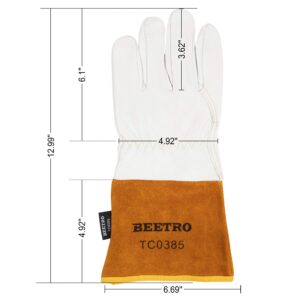 BEETRO Working Gloves 12 Pairs, Tig Welding Cowhide Split Leather, Heat/Fire Resistant BBQ/Warehouse/Heavy Duty/Animal Handling Glove, Extremely Soft and Flexible