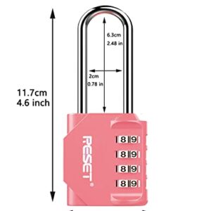 RESET-060 4 Digit Combination Padlock with 2.4 inch Long Shackle Combination Lock,Outdoor Waterproof Padlock,Indoor Padlock for School Locker Gym Locker Fence Gate Toolbox Pink