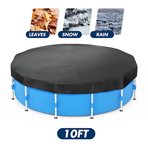 AUKAR Pool Covers for Above Ground Pools - 10 Feet Round Swimming Pool Cover, with Pool Cover Cable and Ratchet Kit