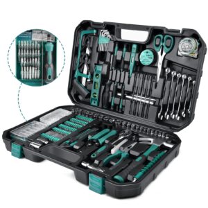 sundpey household tool kit 300-pcs - home auto repair tool set - complete general hand tool kits for handyman & precision screwdriver set & wire stripper & metric hex key & tool box case for men women