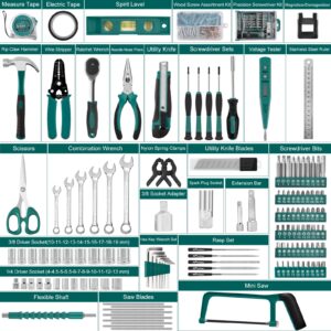 Sundpey Household Tool Kit 300-Pcs - Home Auto Repair Tool Set - Complete General Hand Tool Kits for Handyman & Precision Screwdriver Set & Wire Stripper & Metric Hex Key & Tool box Case for Men Women