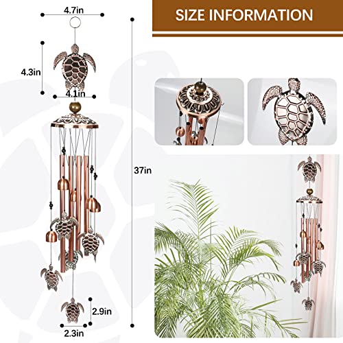 Turtle Wind Chimes,Sea Turtle Gifts for Women，Wind Chimes for Outside Unique,Large Wind Chimes with S Hook