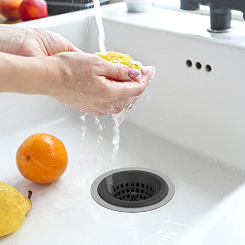 OGGI Silicone & Metal Sink Stopper- Great Kitchen Sink Stopper, Silicone Drain Stopper, Sink Plug, 4.6˝ Diameter Metal Rim, Black