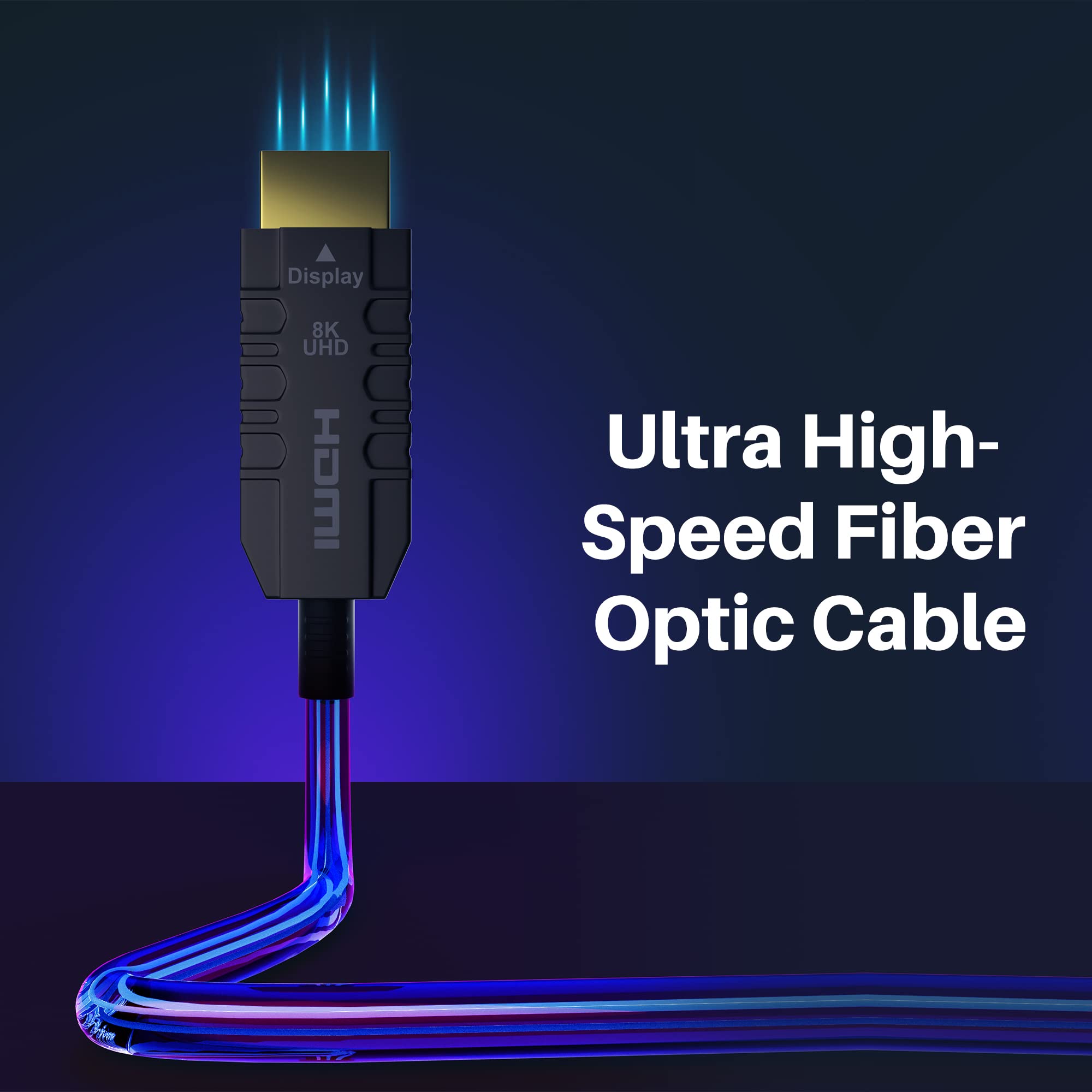 Certified 8K Fiber Optic HDMI Cable 35FT, Real HDMI 2.1 Cable, Ultra HD, 48Gbps, Supports 8K@60Hz, 4K@120Hz, 2K@144Hz, HDR, HDCP 2.2&2.3, Dolby, eARC for Xbox, Series X, Laptop, Switch, PS5, UHD TV