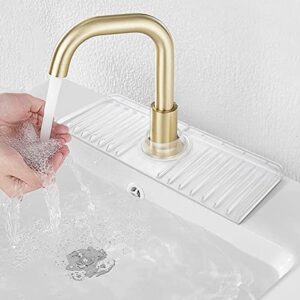 YATOISUR Sink Splash Guard 14.4” x 5.4” - Sink Faucet Mat with Faucet Water Catcher Mat & Soap Dish & Sponge Holder 3 in 1 - Silicone Faucet Handle Drip Catcher Tray for Kitchen RV & Bar Faucet, Clear