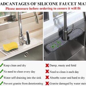 YATOISUR Sink Splash Guard 14.4” x 5.4” - Sink Faucet Mat with Faucet Water Catcher Mat & Soap Dish & Sponge Holder 3 in 1 - Silicone Faucet Handle Drip Catcher Tray for Kitchen RV & Bar Faucet, Clear