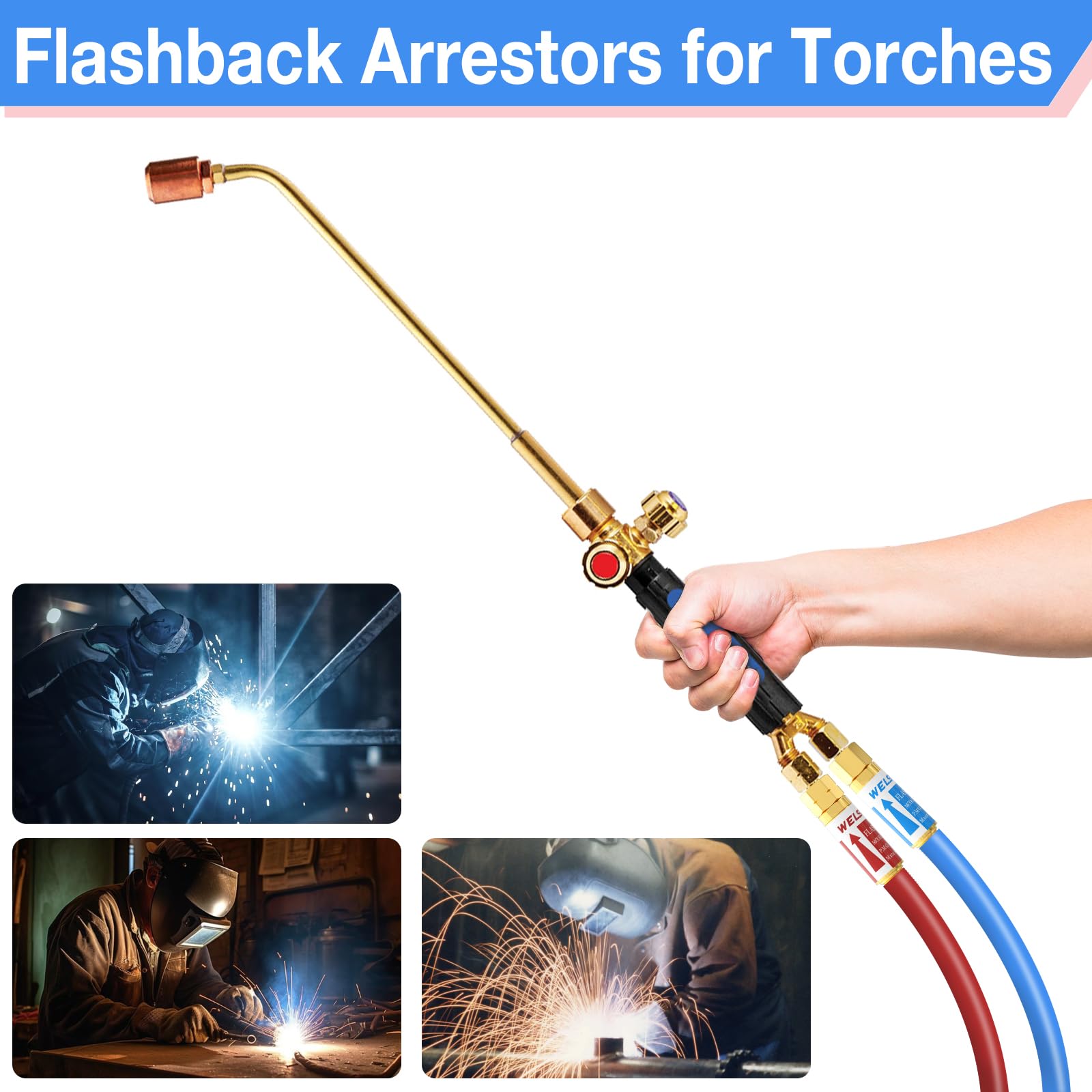 Welspo Oxygen Acetylene Flashback Arrestors Set 9/16-18 Threads for Torch