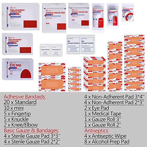 [New Upgrade] Homestockplus First Aid Kit Refill -Extra Replacement Supplies for First Aid Kits, Loose Packed Restock Supply Pack -75 Piece