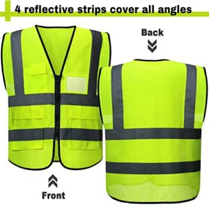 30 Pack High Visibility Safety Vests with Pockets and Zipper Mesh Reflective Construction Vest for Men Women, Breathable Neon Working Vest for Traffic Work Outdoor Running Cycling at Night