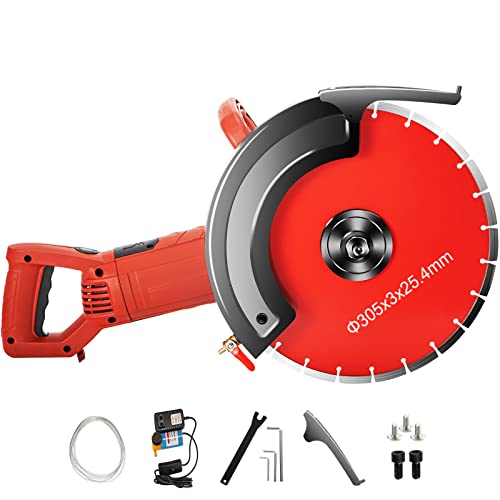 VEVOR 12" Electric Concrete Saw, 1800W Concrete Cutter 15Amp Cut-off Saw, Wet/Dry Corded Circular Saw with 12" Blade and Attachments, 4" Cut Depth Masonry Saw for Granite, Brick, Porcelain