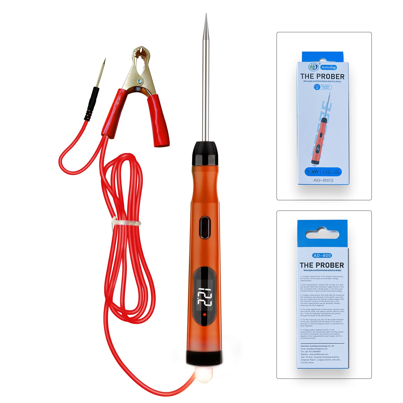 PARANNIC Test Light Automotive - 5-12-30 Volt Circuit Fuse Trailer Wiring Continuity Tester Digital LED Circuit Tester