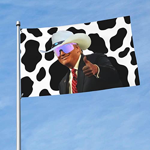 Cow Print Cowboy 2024 Flag 3x5 FT Double-sided Printing Home Outdoor Garden Yard Decoration Banner with 2 Brass Grommets