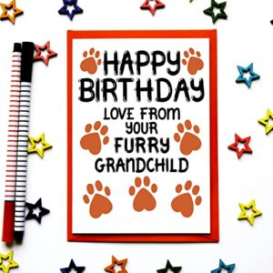 Birthday Card From Furry Grandchild, Pets, Dog, Cat For Grandma, Grandpa, Fur Grandparent