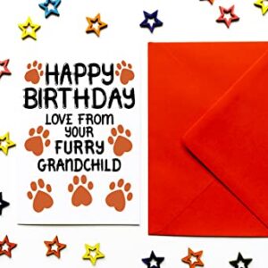 Birthday Card From Furry Grandchild, Pets, Dog, Cat For Grandma, Grandpa, Fur Grandparent