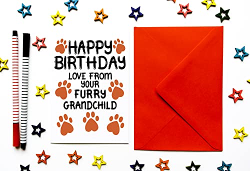 Birthday Card From Furry Grandchild, Pets, Dog, Cat For Grandma, Grandpa, Fur Grandparent