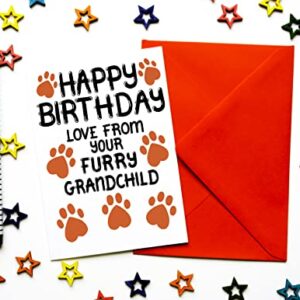 Birthday Card From Furry Grandchild, Pets, Dog, Cat For Grandma, Grandpa, Fur Grandparent