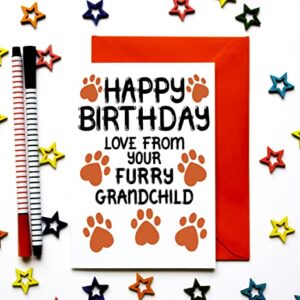 Birthday Card From Furry Grandchild, Pets, Dog, Cat For Grandma, Grandpa, Fur Grandparent